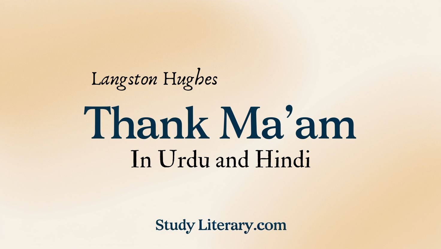 Thank Maam in Urdu/Hindi translation | Class 12 (WBCHSE)
